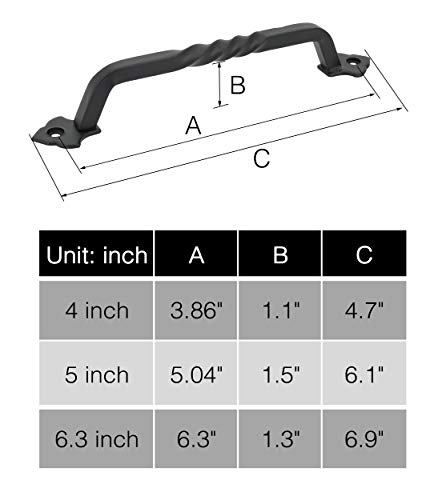 OVOV 2 Pack Barn Door Pull Handle Hardware for Wooden Garden Gate Shed Cabinet Door (2Pcs 4inch)