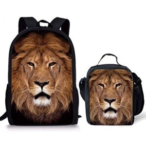 hugs idea lion backpack set teen boys school shoulder bags bookbag and 3d animal lunch boxes