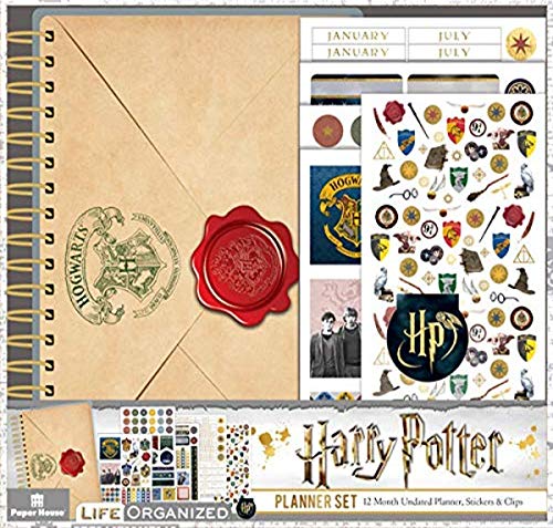 Paper House Productions Harry Potter Hogwarts Letter 12 Month Undated 7.5" Planner Set with Month and Event Flag Stickers and More!