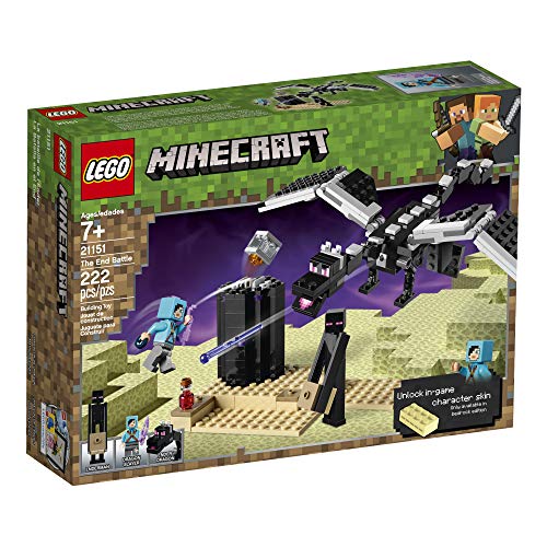 LEGO Minecraft The End Battle 21151 Ender Dragon Building Kit Includes Dragon Slayer and Enderman Toy Figures for Dragon Fighting Adventures (222 Pieces)