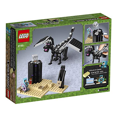 LEGO Minecraft The End Battle 21151 Ender Dragon Building Kit Includes Dragon Slayer and Enderman Toy Figures for Dragon Fighting Adventures (222 Pieces)