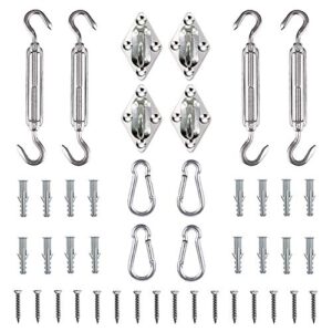 tiberham sun shade sail hardware kit, heavy duty anti-rust rectangle/square shade sail installation for patio lawn and garden (44 pcs)