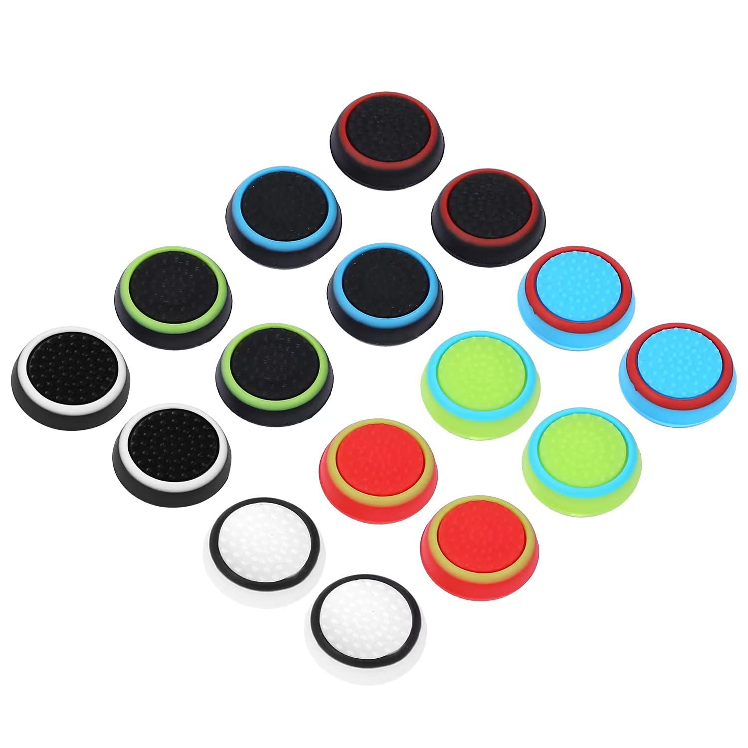 Obeka Compatible with 8 Pairs Thumb Grips Silicone Analog Stick Covers Thumbstick Controller Replacement Joystick Cap PS4 PS3 PS2 Xbox One Xbox 360 Wii U