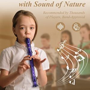 Eastar Soprano Recorder Instrument for Kids Students Beginners, German fingering C Key Recorder Instrument 3 Piece with Cleaning Kit, Storage Bag, Fingering Chart, ERS-1GPu, Purple, School-Approved