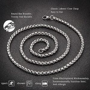 Estendly 2mm 16 To 38In Stainless Steel Rolo Chain Necklace Crude Round Square Box Cable Wheat Necklace for Men Women Jewelry