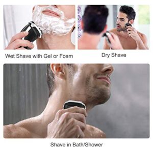 Men's Electric Shaver - MAX-T Corded and Cordless Rechargeable 3D Rotary Shaver Razor for Men with Pop-up Sideburn Trimmer Wet and Dry with Wall Adapter 100-240V