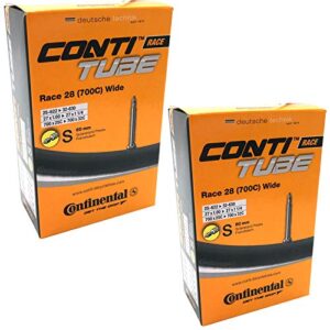 continental race 28 700 x 25-32c bike inner tubes with presta 60mm valve (pair),black