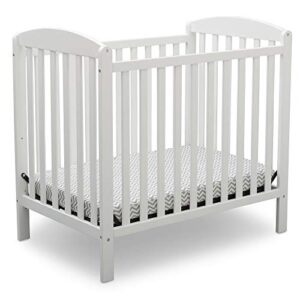 delta children emery mini convertible baby crib with 2.75-inch mattress, bianca white