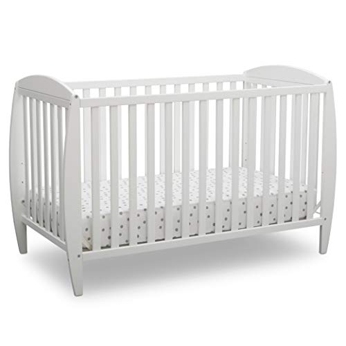 Delta Children Twinkle 4-in-1 Convertible Baby Crib, Easy to Assemble, Sustainable New Zealand Wood, JPMA Certified, White