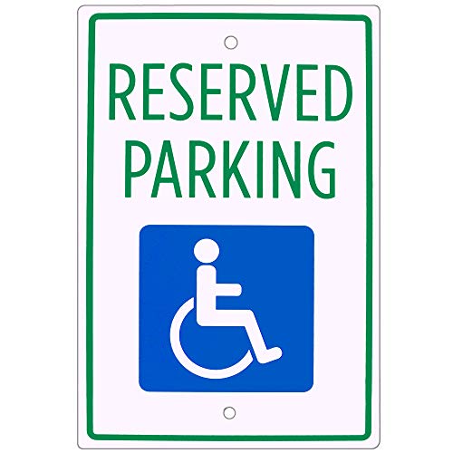 Handicap Parking Sign – 18" x 12" Aluminum Safety Warning Sign For Parking Lots, Private Driveways, & Businesses by Bolthead Industrial