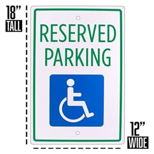 Handicap Parking Sign – 18" x 12" Aluminum Safety Warning Sign For Parking Lots, Private Driveways, & Businesses by Bolthead Industrial