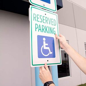 Handicap Parking Sign – 18" x 12" Aluminum Safety Warning Sign For Parking Lots, Private Driveways, & Businesses by Bolthead Industrial