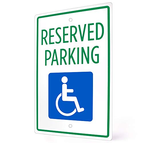 Handicap Parking Sign – 18" x 12" Aluminum Safety Warning Sign For Parking Lots, Private Driveways, & Businesses by Bolthead Industrial