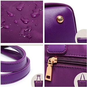 AlwaySky Nylon Women's Shoulder Bag 6 PCS Top-Handle Handbag Tote Purse Wallet Key Case Set (Purple)