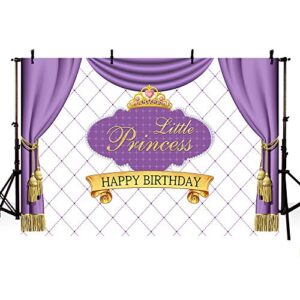 mehofoto little princess happy birthday party decorations photo studio booth backdrop purple curtain gold crown girl photography background banner 7x5ft