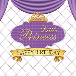 MEHOFOTO Little Princess Happy Birthday Party Decorations Photo Studio Booth Backdrop Purple Curtain Gold Crown Girl Photography Background Banner 7x5ft