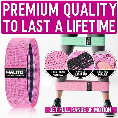 WALITO Resistance Bands for Legs and Butt, Fabric Exercise Loop Bands Yoga, Pilates, Rehab, Fitness and Home Workout, Strength Bands for Booty