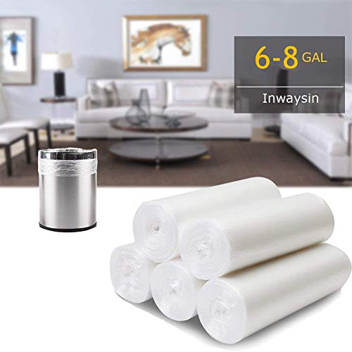 Middle Kitchen Trash Bags,30 Liter 200-Counts /4rolls 21.6'' x 23.6'' Clear White Strong Trash Bags for Home Office Grabage Can 7.5gallon 8 gallon Trash Can Liners