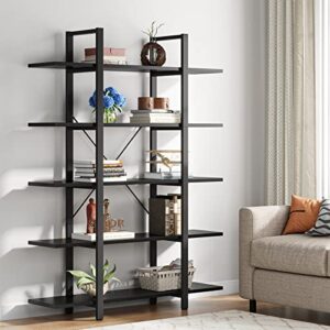 Tribesigns 5-Tier Bookshelf, Vintage Industrial Style Bookcase 72 H x 12 W x 47L Inches, Black