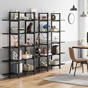 Tribesigns 5-Tier Bookshelf, Vintage Industrial Style Bookcase 72 H x 12 W x 47L Inches, Black