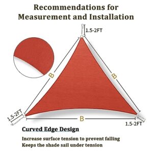 Shade&Beyond Shade Sail Triangle 15'x15'x21' Patio Sunshade Sail for Patio Lawn Deck Rust Red Color