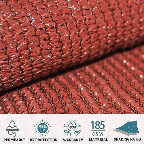 Shade&Beyond Shade Sail Triangle 15'x15'x21' Patio Sunshade Sail for Patio Lawn Deck Rust Red Color