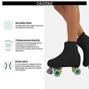 CALZITALY Cover Skates | Skate Boot Covers | Roller Skating Wear Woman and Girl | 70 DEN | Made in Italy (USA: 10/12 = EU: 28/32, Black)