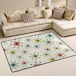 vintage atomic stars retro area rugs 4'x6' modern doormat home outside inside for bedroom living room floor mat non slip indoor