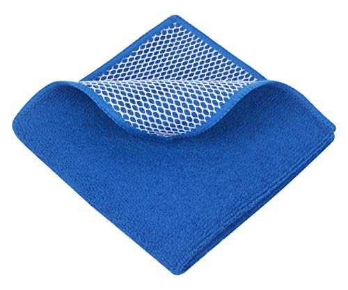 SINLAND Absorbent Microfiber Dish Cloths for Washing Dishes Best Kitchen Cloths Cleaning Cloths with Poly Scour Side 12Inchx12Inch 5 Pack Dark Blue