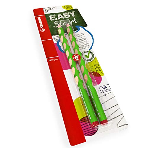 STABILO Easygraph Handwriting Pencils - HB - Right Handed - Light Green Barrel - Pack of 2