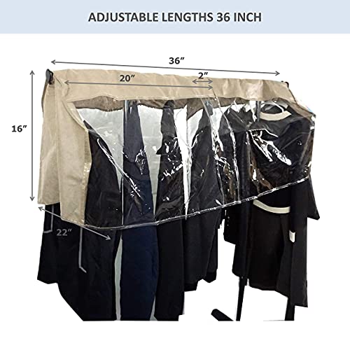 Garment Cover for Closet Rod and Portable Clothing Rack Shoulder Dust Cover - Protect Your Wardrobe in Style - Adjustable to fit 20" to 36" long - 1 Pack