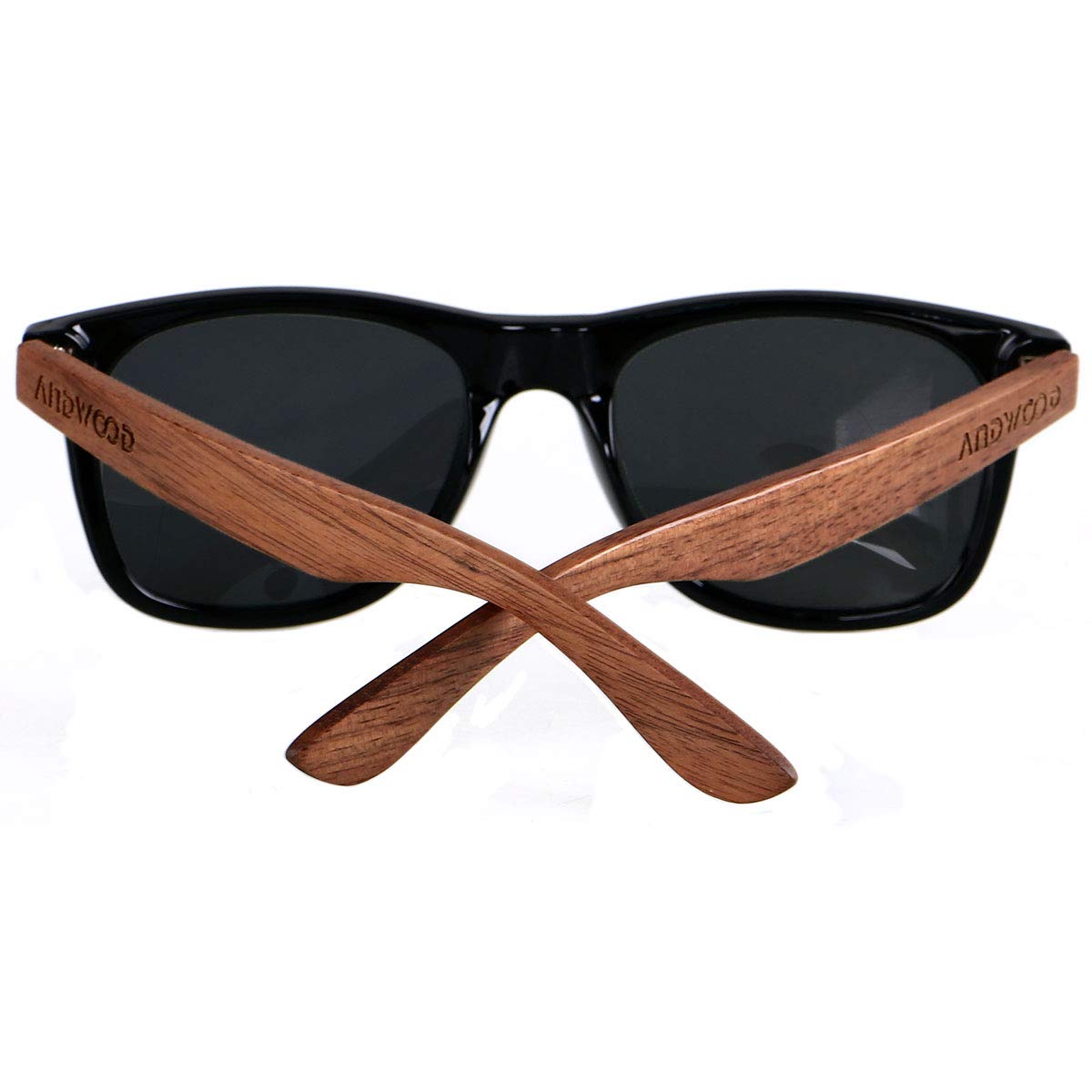 ANDWOOD Wood Sunglasses Polarized for Men Women Uv Protection Wooden Bamboo Frame Mirrored Sun Glasses Black Shades