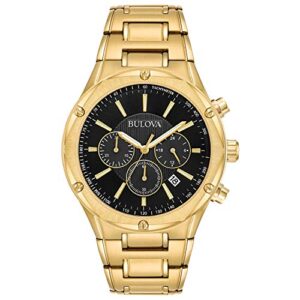 bulova men's classic 6-hand chronograph calendar quartz watch, 24 hour time, luminous hands, 43mm