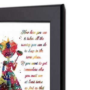 Framed Alice in Wonderland Quote Watercolor Art Print Queen Heart Lewis Carrol Party Inspirational Wall Home Office Teen Kid's Room Playroom Nursery Decor Poster Best Friend Gift Picture