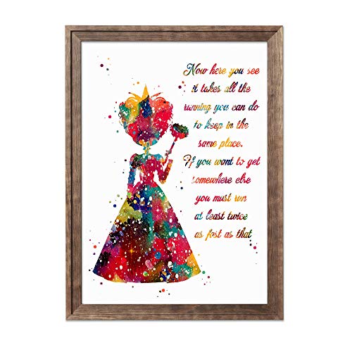 Framed Alice in Wonderland Quote Watercolor Art Print Queen Heart Lewis Carrol Party Inspirational Wall Home Office Teen Kid's Room Playroom Nursery Decor Poster Best Friend Gift Picture