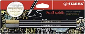 stabilo metallic premium felt tip pen - 68 metallic - gold/silver