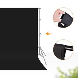 UTEBIT 6FT x 9FT Black Polyester Backdrop Photography Background Screen Seamless 1.8x2.8M Photo Sheet Cloth Wrinkle Free for Studio Video Portrait Photoshoot Shooting