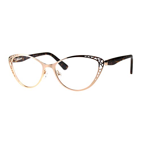 PASTL Womens Reading Glasses Magnified Readers Cateye Spring Hinge Rose Gold +2.25