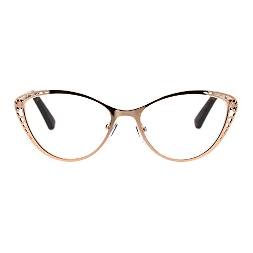 PASTL Womens Reading Glasses Magnified Readers Cateye Spring Hinge Rose Gold +2.25