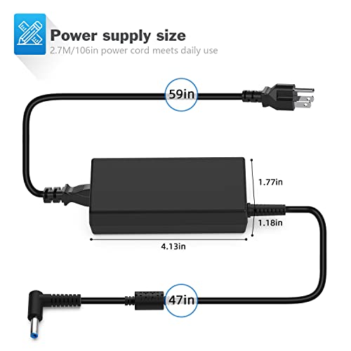 45W Laptops Charger for HP Pavilion Chromebook 14 11 G3 G4 X360, Stream Envy Spectre Elitebook 850-G3 840-G3 820-G3 741727-001 65W/45W Bule Tip Notebook Adapter Power Cord