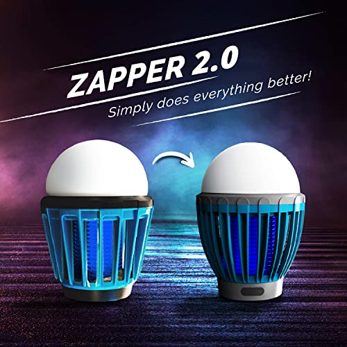 Zapout Camping Lantern Bug Buster Bulb Zapper Tent Light Portable Led and Emergency Lamp with Waterproof Mosquito Repellent Fly Killer USB 2000mAh Rechargeable Battery for Outdoor (Aqua)