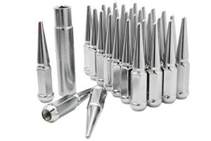 venum wheel accessories 20 pc chrome spike lug nuts | 1/2"-20 thread | 4.5" tall + key socket | works with chevrolet gmc c10 k10 1/2 ton trucks k5 blazer jimmy - aftermarket wheels