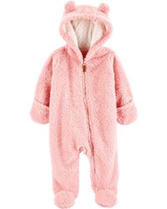 carter's 0-9 months hooded sherpa bunting pram (pink sherpa, 9 months)