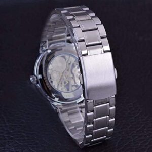 FORSINING Golden Transparent Case Stainless Steel Mens Watches Luxury Skeleton Mechanical Hand Wind Watch