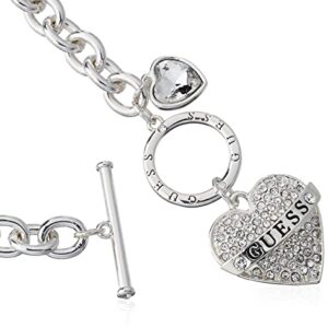 GUESS Women's Toggle Logo Charm Necklace, Silver, One Size