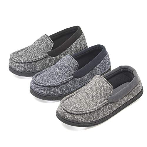 Hanes boys Comfortsoft Knit Venetian Indoor/Outdoor Moccasin Slipper, Grey, Small Little Kid US