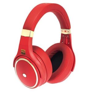 voza v700d electrostatic, dual driver hi res, deep bass over-ear hifi headphone with microphone, red color