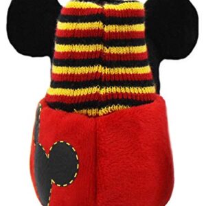 Disney Mickey Mouse Toddler Boys Plush 3D Mickey Head Sock Top Slippers (7-8 M US Toddler, Black/Red)