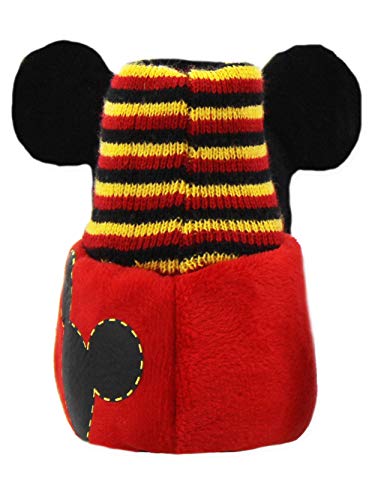 Disney Mickey Mouse Toddler Boys Plush 3D Mickey Head Sock Top Slippers (7-8 M US Toddler, Black/Red)