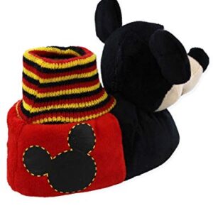 Disney Mickey Mouse Toddler Boys Plush 3D Mickey Head Sock Top Slippers (7-8 M US Toddler, Black/Red)